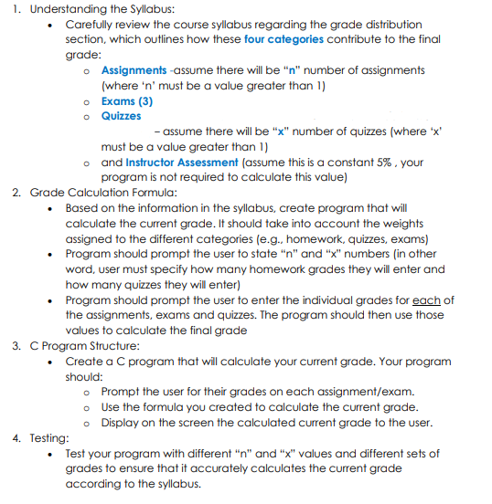 Solved 1. Understanding the Syllabus: - Carefully review the | Chegg.com