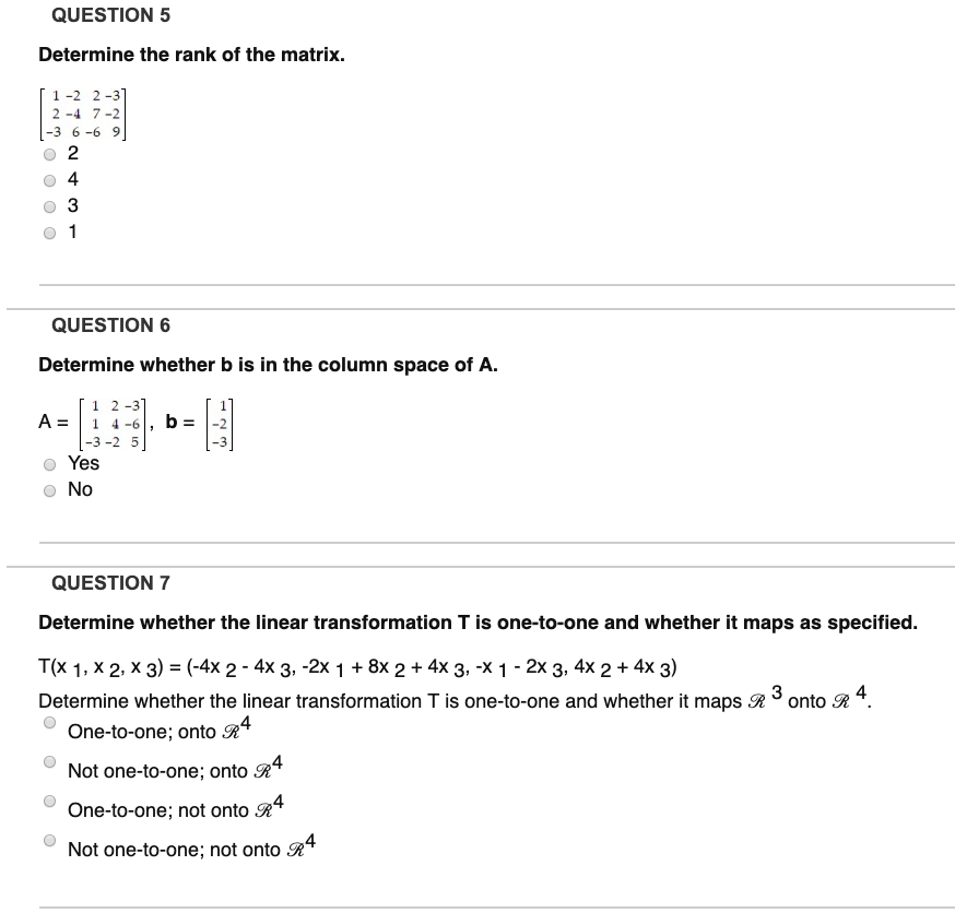 Solved Question 5 Determine The Rank Of The Matrix [ 1 2