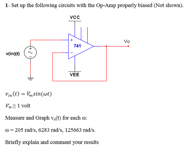 Solved 1- Set up the following circuits with the Op-Amp | Chegg.com