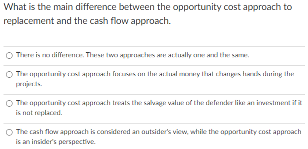 Solved What is the main difference between the opportunity | Chegg.com