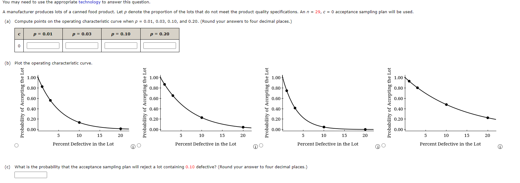 Solved (a) Compute points on the operating characteristic | Chegg.com