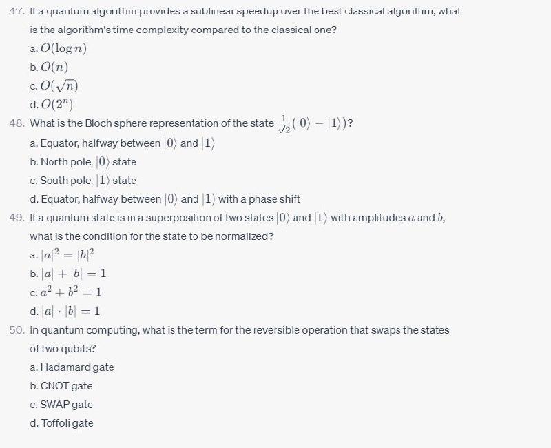 Solved 47 If A Quantum Algorithm Provides A Sublinear