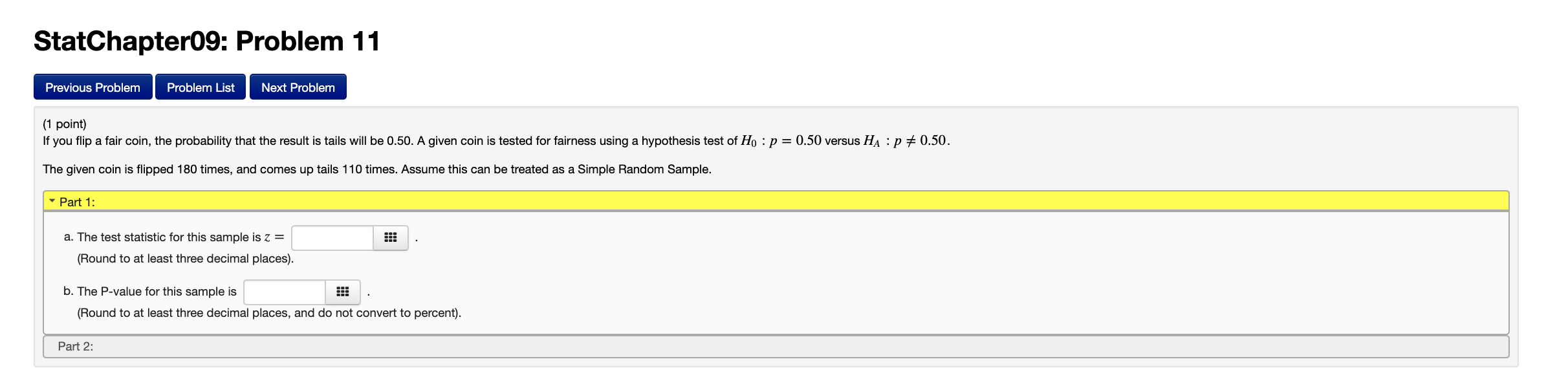 Solved StatChapter09: Problem 10 Previous Problem Problem | Chegg.com