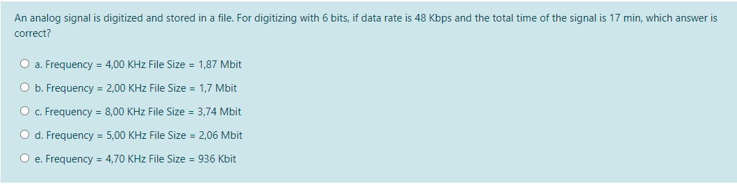Solved An analog signal is digitized and stored in a file. | Chegg.com