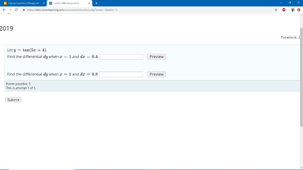 Solved C Calculus question l Cheggoom Lumen OHM Assessment | Chegg.com