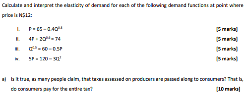Solved Calculate and interpret the elasticity of demand for | Chegg.com