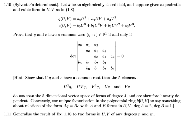Solved 1.10 (Sylvester's determinant). Let k be an | Chegg.com