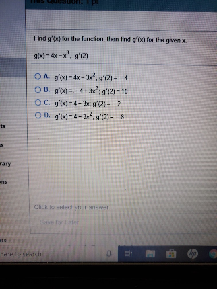 Solved: Find G'(x) For The Function, Then Find G'(x) For T... | Chegg.com