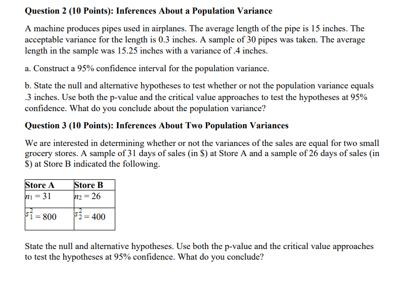 Solved Question 2 (10 Points): Inferences About a Population | Chegg.com
