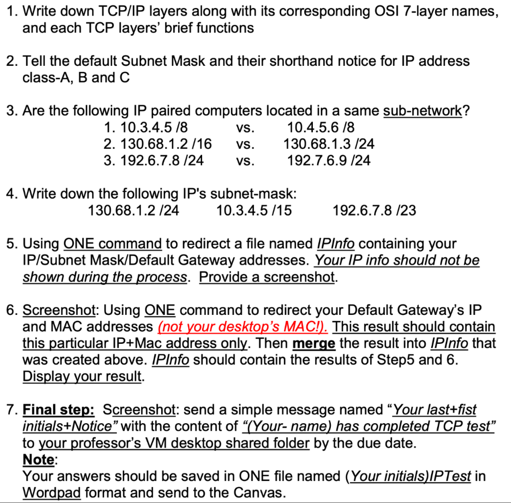 Solved 1. Write down TCP/IP layers along with its | Chegg.com