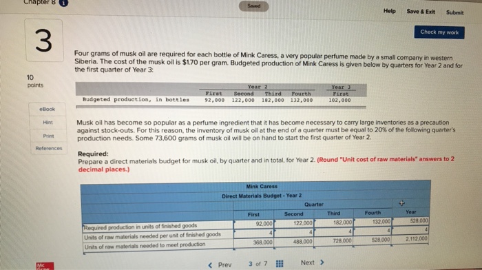 Solved Chapter 8 。 Help Save& Exit Submit Check my work 3 | Chegg.com