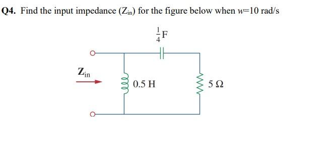 Solved Q4. Find the input impedance (Zin) for the figure | Chegg.com