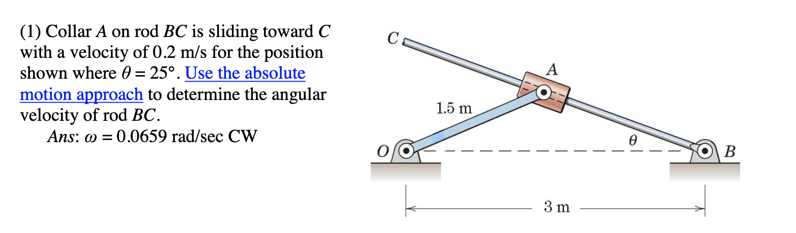 Solved Collar A on rod BC is sliding toward C with a | Chegg.com