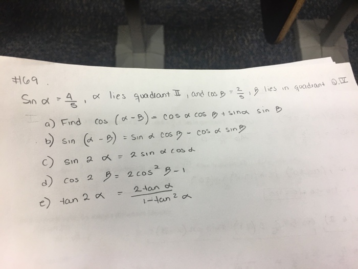 Solved S in Alpha 4 5 Alpha Lies II And Cos Beta 2 5 Chegg