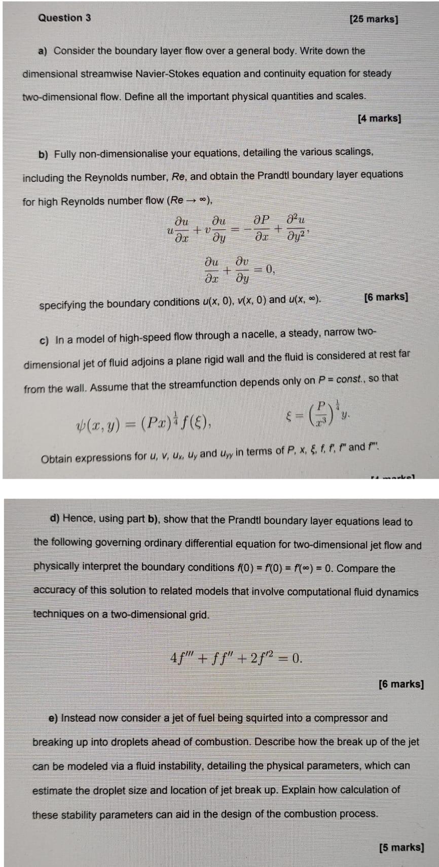 Solved Question 3 [25 marks] a) Consider the boundary layer | Chegg.com