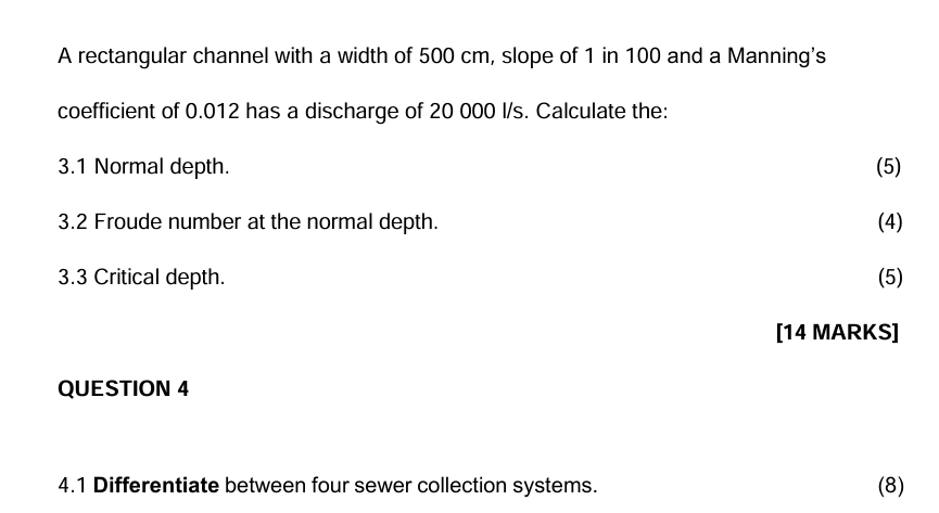 Solved A rectangular channel with a width of 500 ﻿cm , | Chegg.com