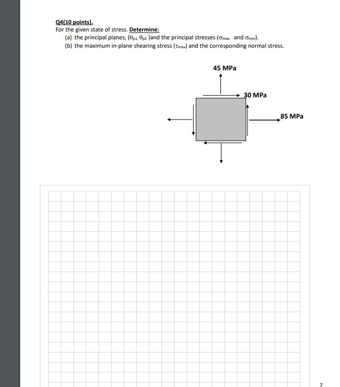 Solved Q4(10 ﻿points).For the given state of ﻿stress. | Chegg.com