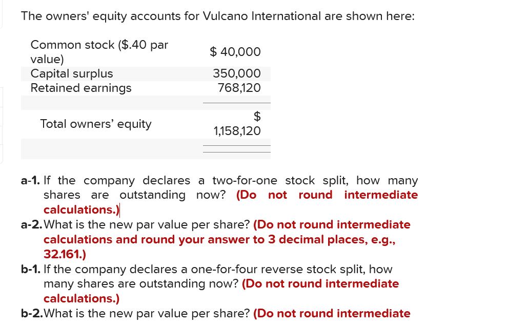Solved The owners' equity accounts for Vulcano International | Chegg.com