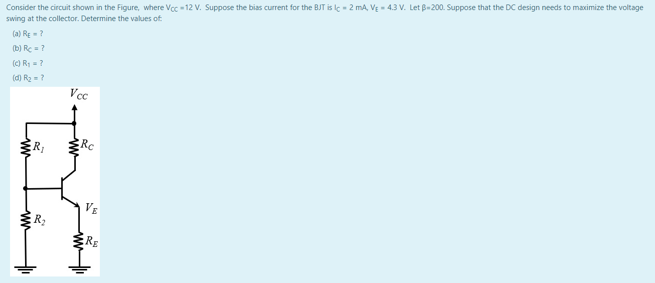 Solved Consider the circuit shown in the Figure, where Vcc = | Chegg.com