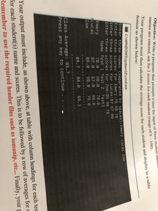 Solved jective: Write a program that prompts a user for | Chegg.com