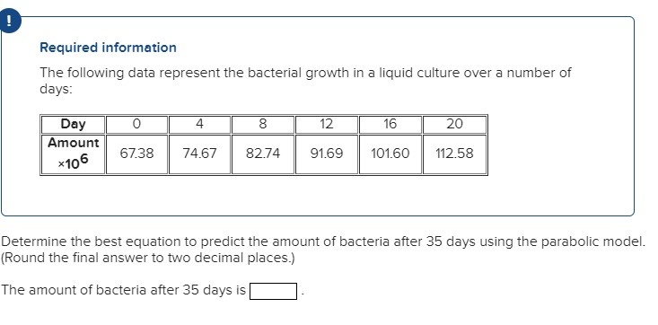 Solved Required information The following data represent the | Chegg.com