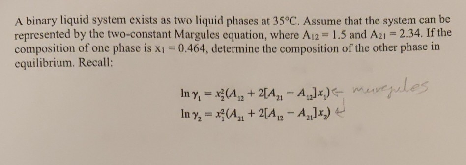A binary liquid system exists as two liquid phases at | Chegg.com