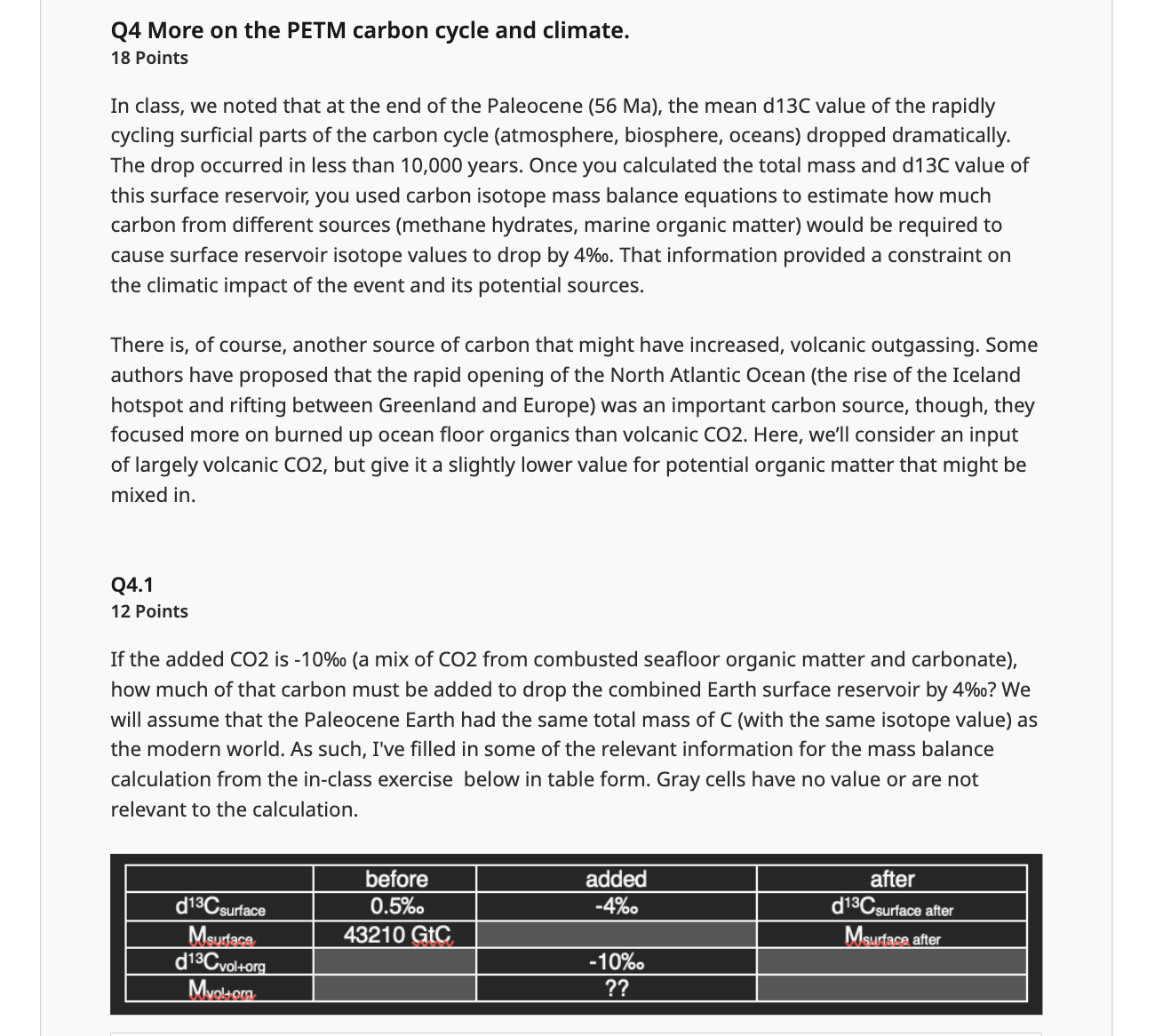 Solved by an EXPERT Q4 ﻿More on the PETM carbon cycle and climate.18 ...