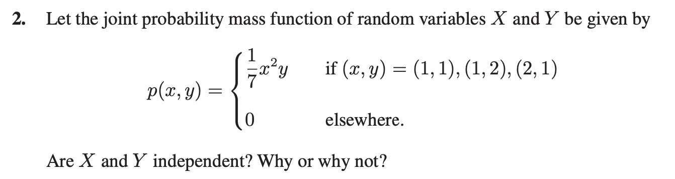Solved 2. Let the joint probability mass function of random | Chegg.com
