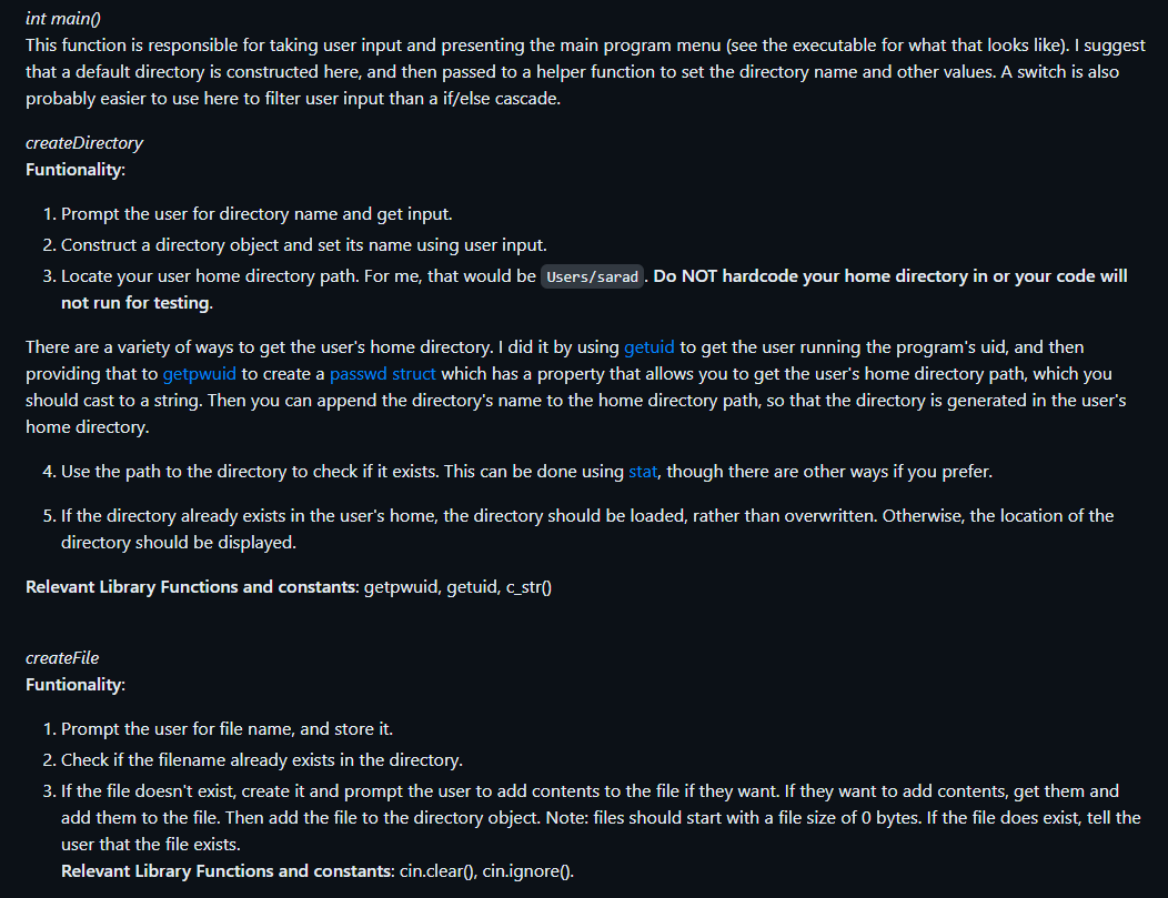 Solved 1. You will simulate directory and file data | Chegg.com