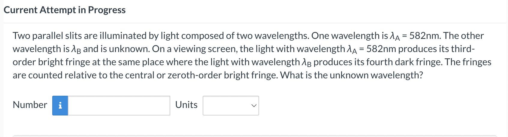 Solved Two parallel slits are illuminated by light composed | Chegg.com