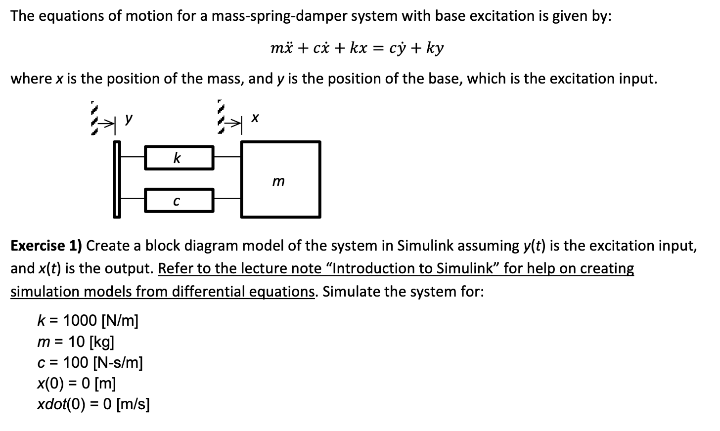 Solved The equations of motion for a mass-spring-damper | Chegg.com