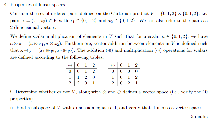 Solved Properties of linear spaces Consider the set of | Chegg.com