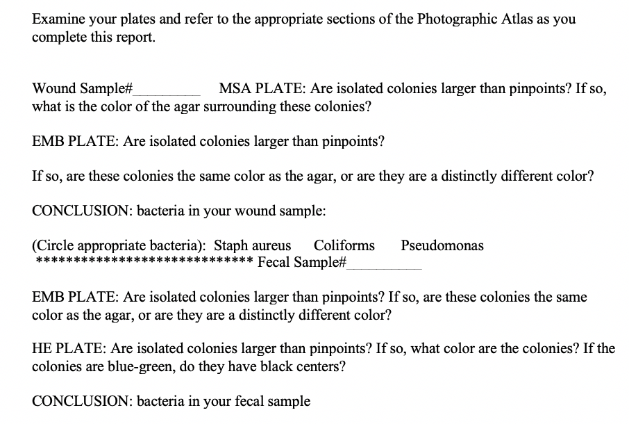 Solved Examine your plates and refer to the appropriate | Chegg.com