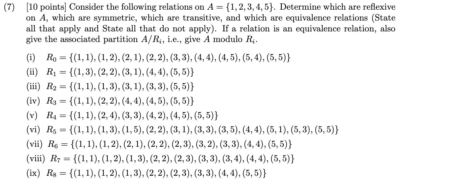 Solved == 29 2 (7) [10 points] Consider the following | Chegg.com