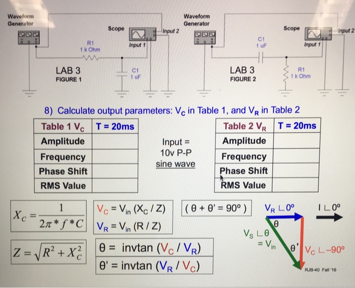 Solved Calculate output parameters: V_C in Table 1, and V_R | Chegg.com