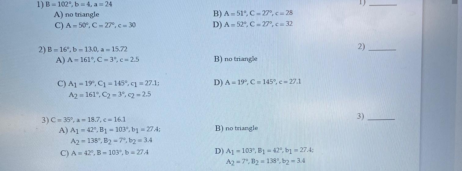Solved Two sides and an angle (SSA) of a triangle are given. | Chegg.com