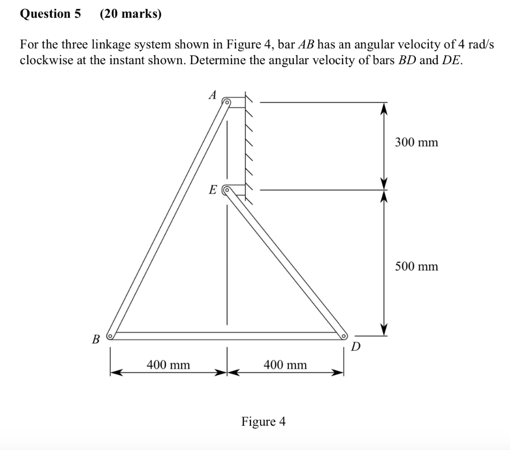 Solved Question 5 (20 marks) For the three linkage system | Chegg.com