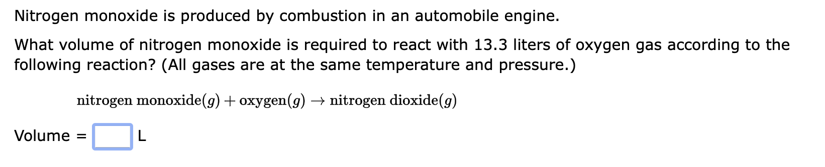Solved Nitrogen monoxide is produced by combustion in an | Chegg.com