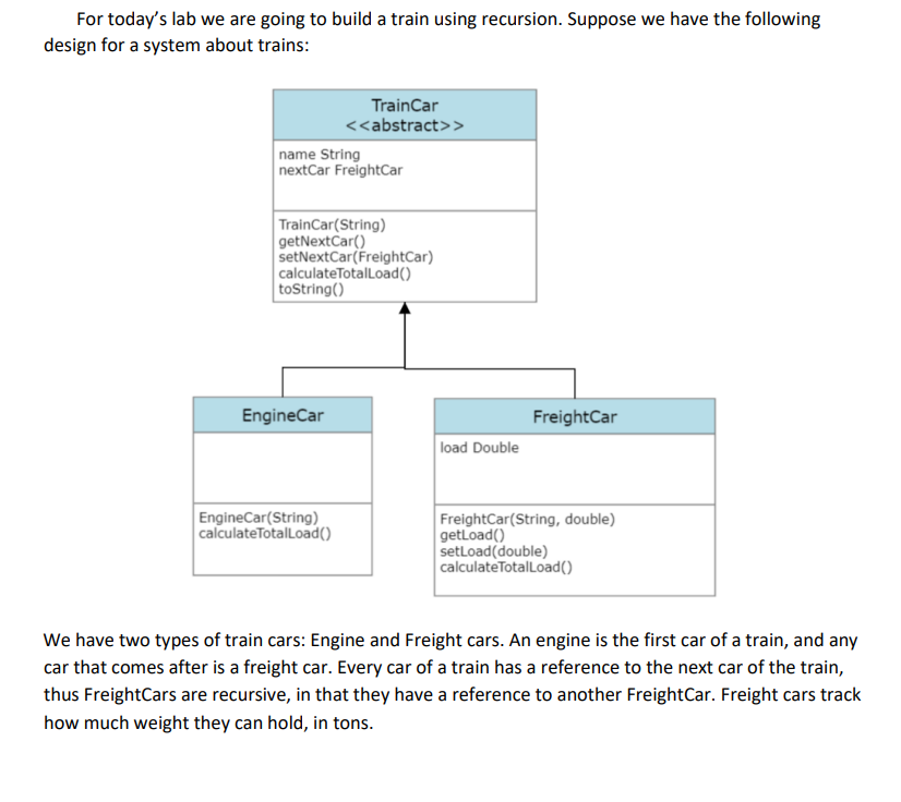Solved For today's lab we are going to build a train using | Chegg.com