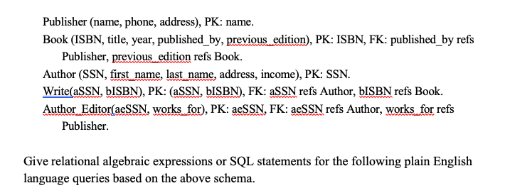 Solved Please write SQL statements and do not repost from | Chegg.com