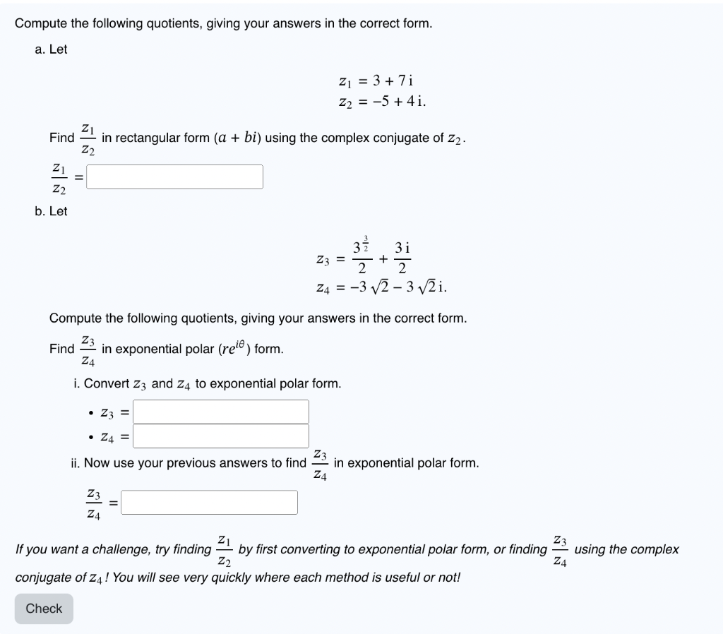 Solved Compute the following quotients, giving your answers | Chegg.com
