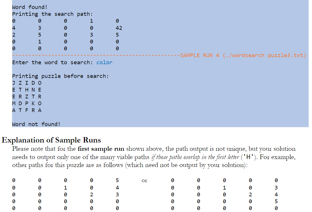 Solved Description of wordsearch.c The main program | Chegg.com