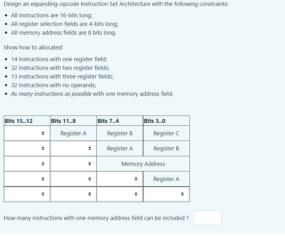 Solved Design an expanding-opcode Instruction Set | Chegg.com Solved Design an expanding-opcode Instruction Set | Chegg.com