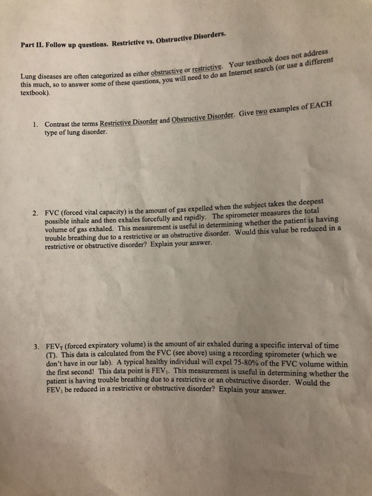 Solved up questions. Restrictive vs. Obstructive Disorders | Chegg.com