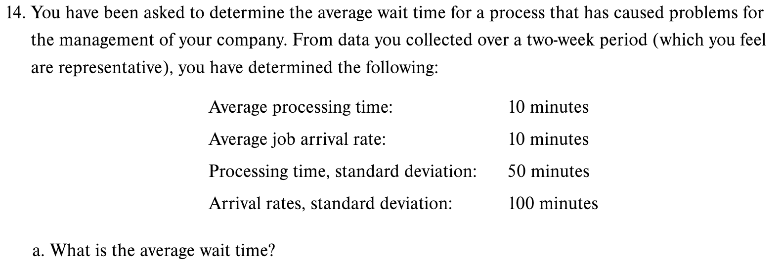 Solved You have been asked to determine the average wait | Chegg.com
