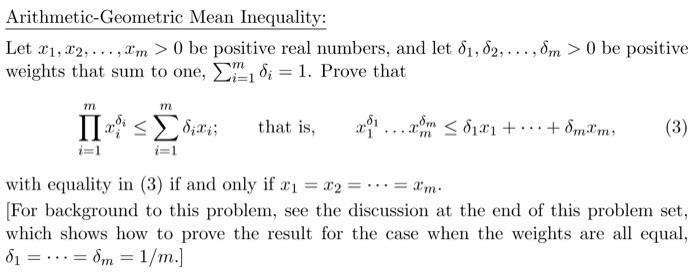 Solved Arithmetic-Geometric Mean Inequality: Let xi,T2, . . | Chegg.com