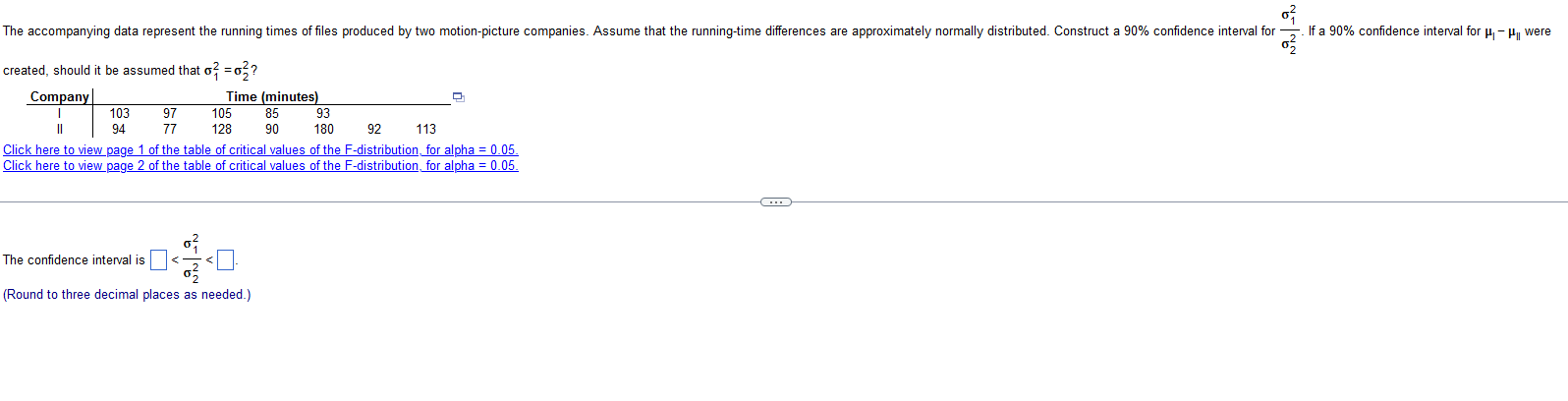 Solved created, should it be assumed that σ12=σ22 ? Click | Chegg.com