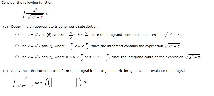 Solved (b) ﻿Apply the substitution to transform the integral | Chegg.com