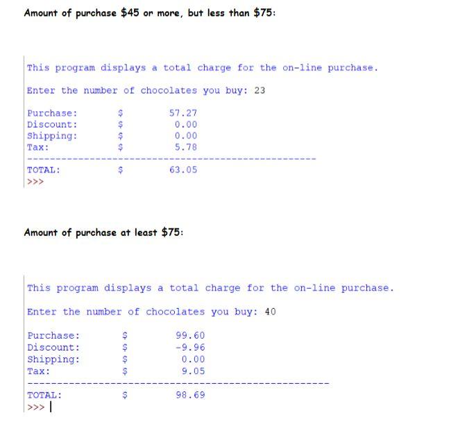 Solved Problem: On-line shopping with a discount Write a | Chegg.com