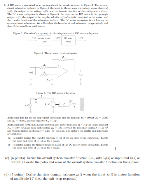Solved 5. A DC motor is connected to an op-amp circuit in | Chegg.com